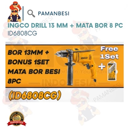 Jual ID6808CG MESIN BOR TANGAN BETON IMPACT DRILL 13mm INGCO ID6808 ID ...