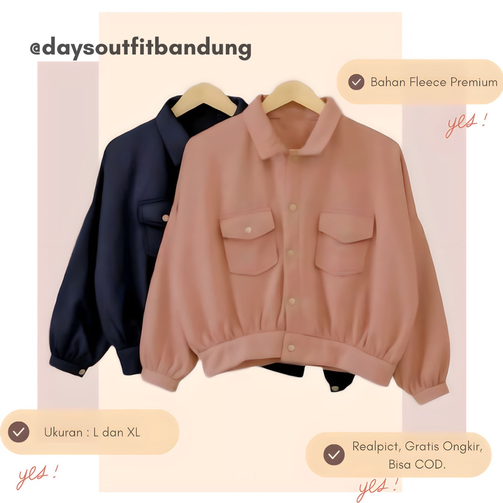 Jual Cod Jaket Wanita Olin Button Korean Style Jaket Wanita Kekinian Model Terbaru Outer