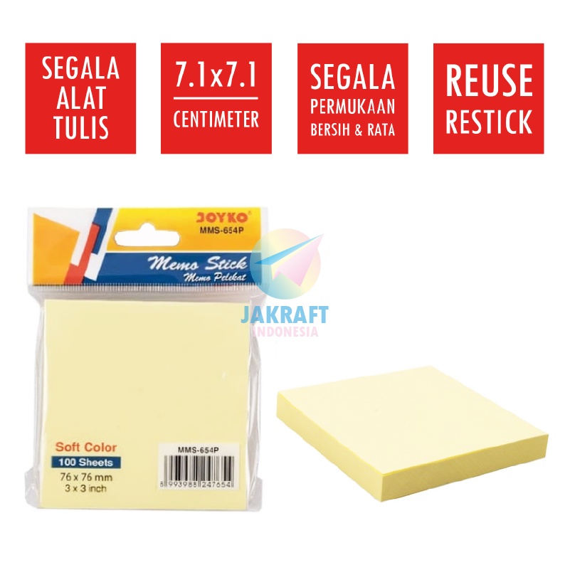 Jual (100 Lembar) Set Kertas Memo Stick Tempel JOYKO MMS-653P / 654P ...