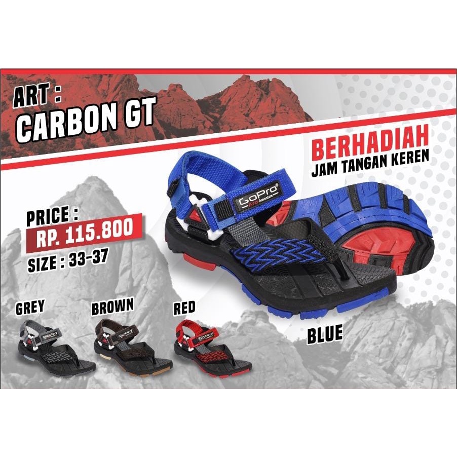Jual SANDAL GUNUNG GOPRO TALI CAPIT CARBON GT UKURAN 33-37 | Shopee ...