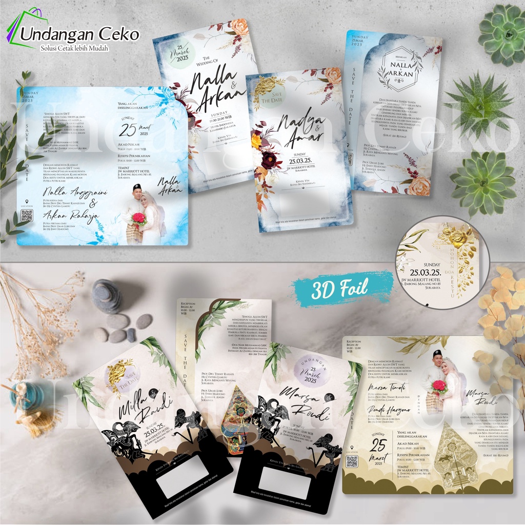 Jual Undangan Motif 3D Foil Watercolor Terbaru untuk Pernikahan ...