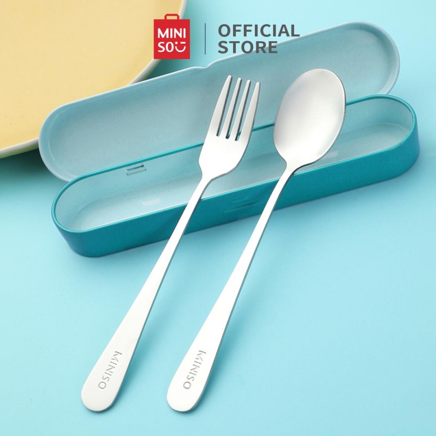 Jual Miniso Set Peralatan Makan Sendok Dan Garpu Mudah Dibawa | Shopee ...