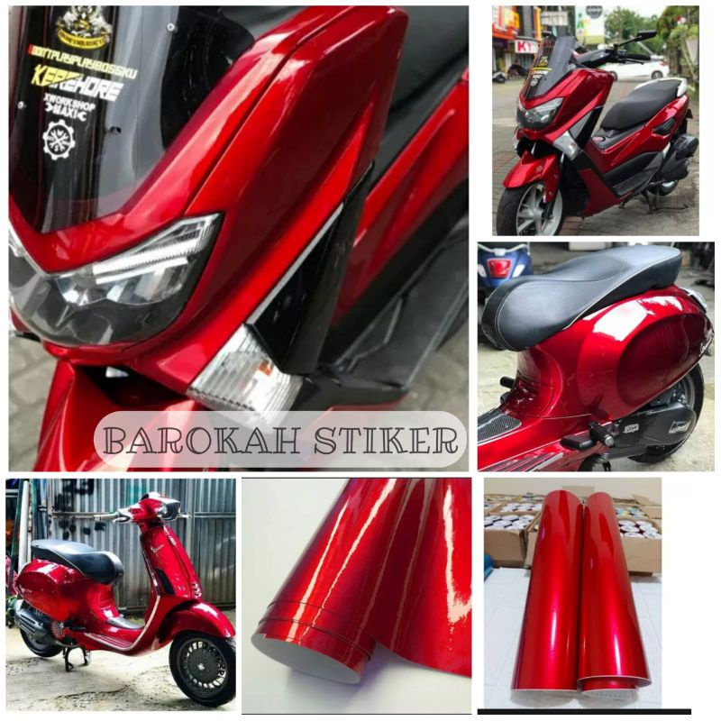 Jual Skotlet Motor Merah Metalik Candy Stiker Red Candy | Shopee Indonesia