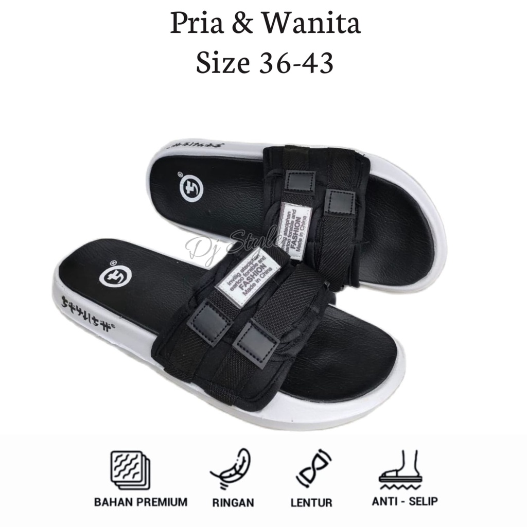 Jual Dj style - Fashion Oval Distro Sol Putih - Sandal Slide Pria Karet ...