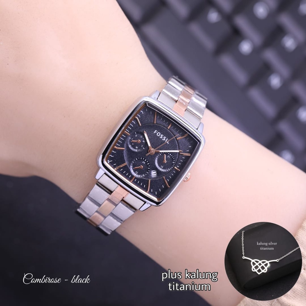 Jual NEW Satu Paket Jam Tangan Wanita FS821 + Kalung Titanium Tanggal ...