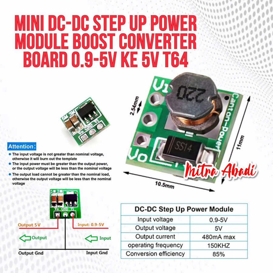 Jual Mini DC-DC Step UP Power Module Boost Converter Board 0.9-5V ke 5V T64 | Shopee Indonesia