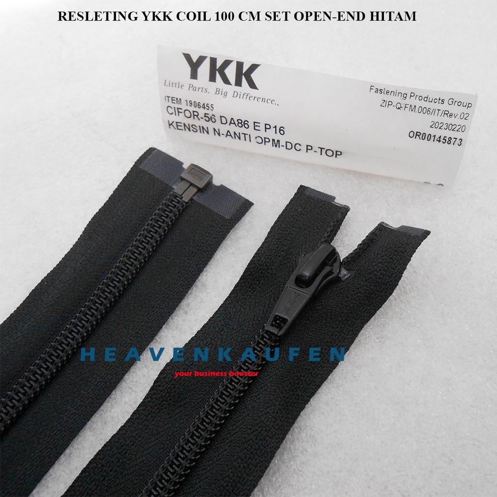 Jual Resleting Zipper YKK 100 cm Atau 1 Meter Set Open - End Type Gigi Halus Coil Warna Hitam ...