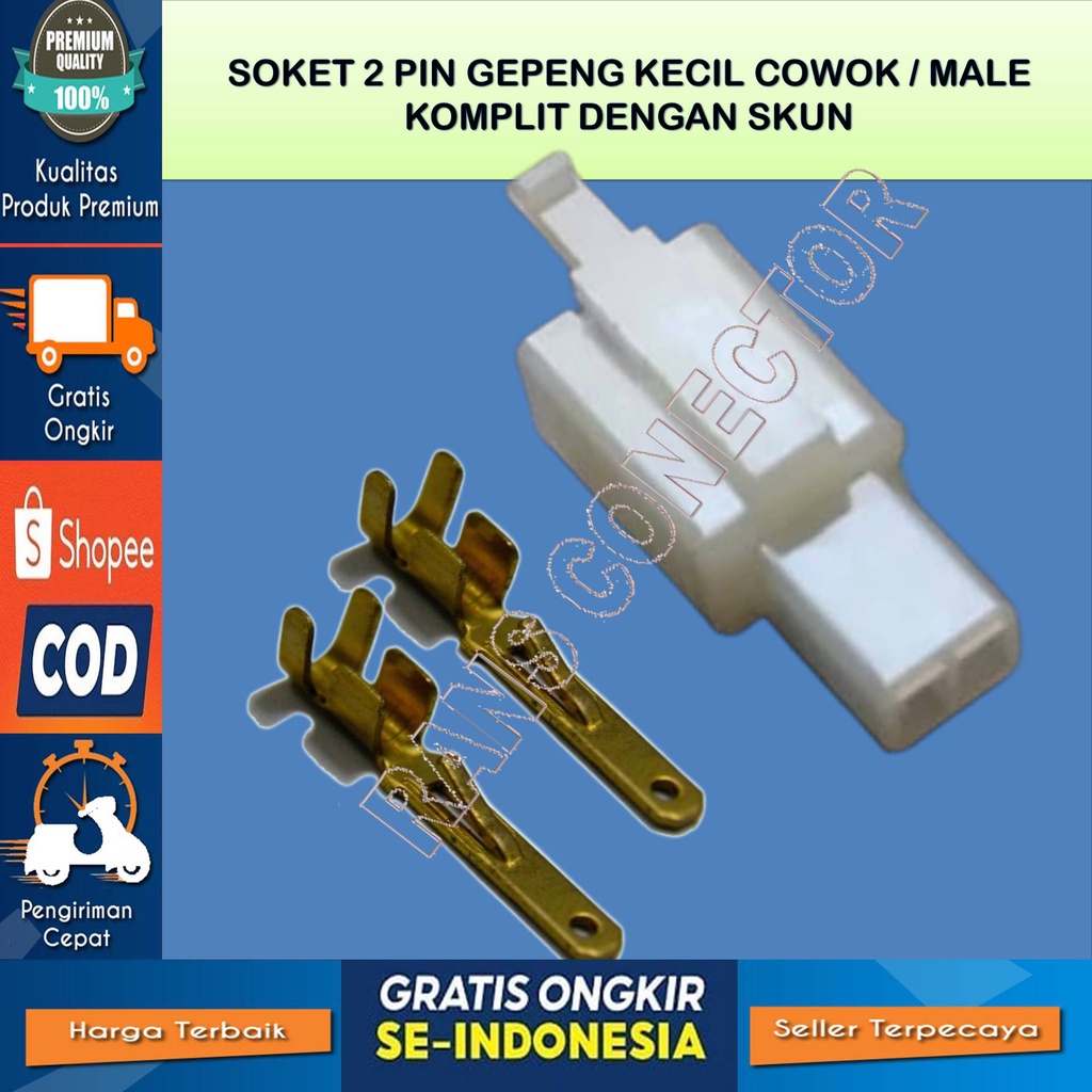 Jual SOKET 2 PIN MALE KECIL ORIGINAL - Soket Kabel Gepeng 2 Pin kecil ...