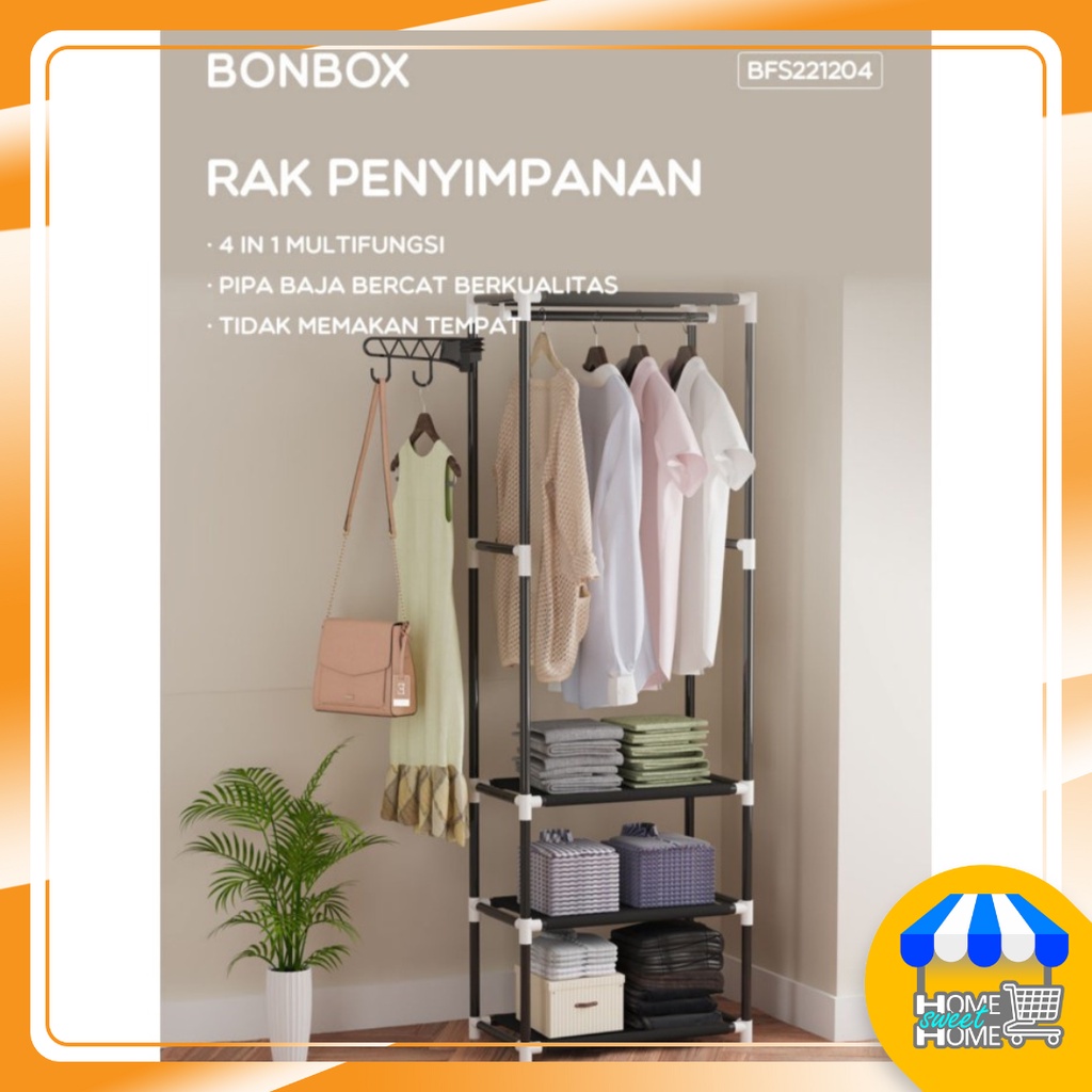 Jual Bonbox Floating Shelf Stand Hanger Rak Gantungan Penyimpanan Baju ...