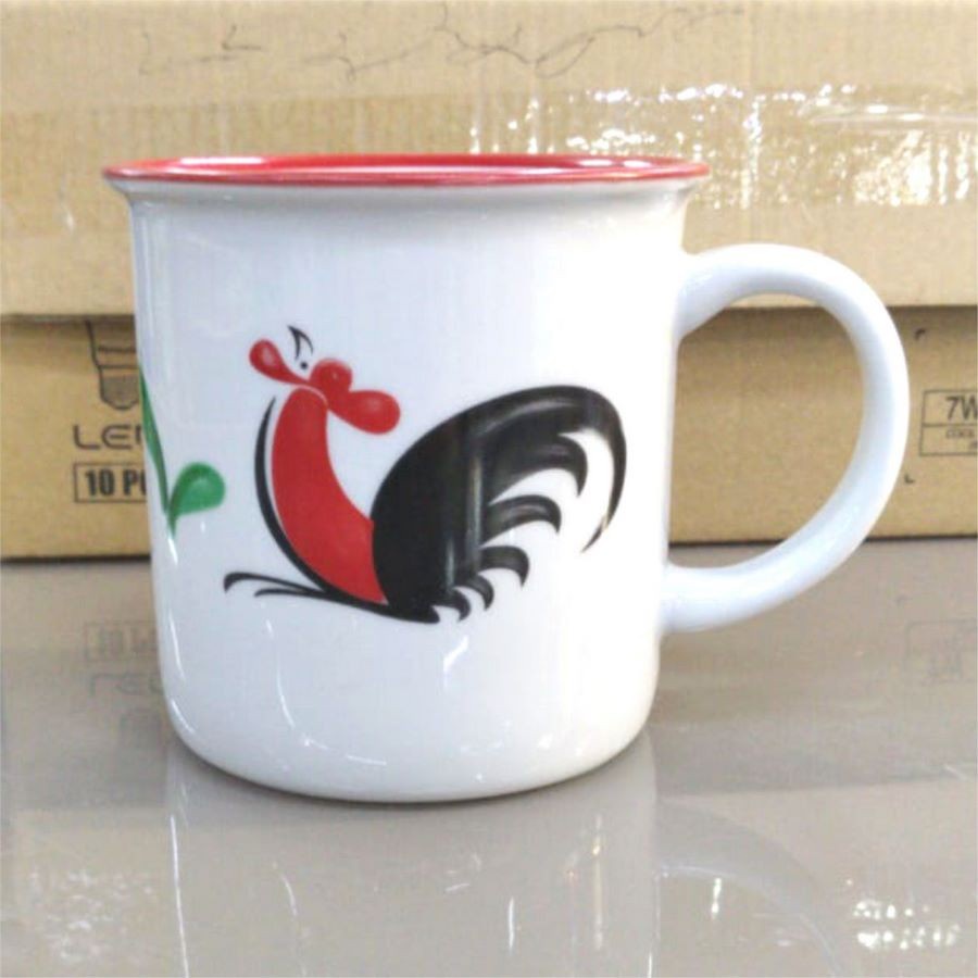 Jual Mug Gelas Minum 300 ML | Motif Ayam Kukuruyuk Cup Keramik Tebal ...