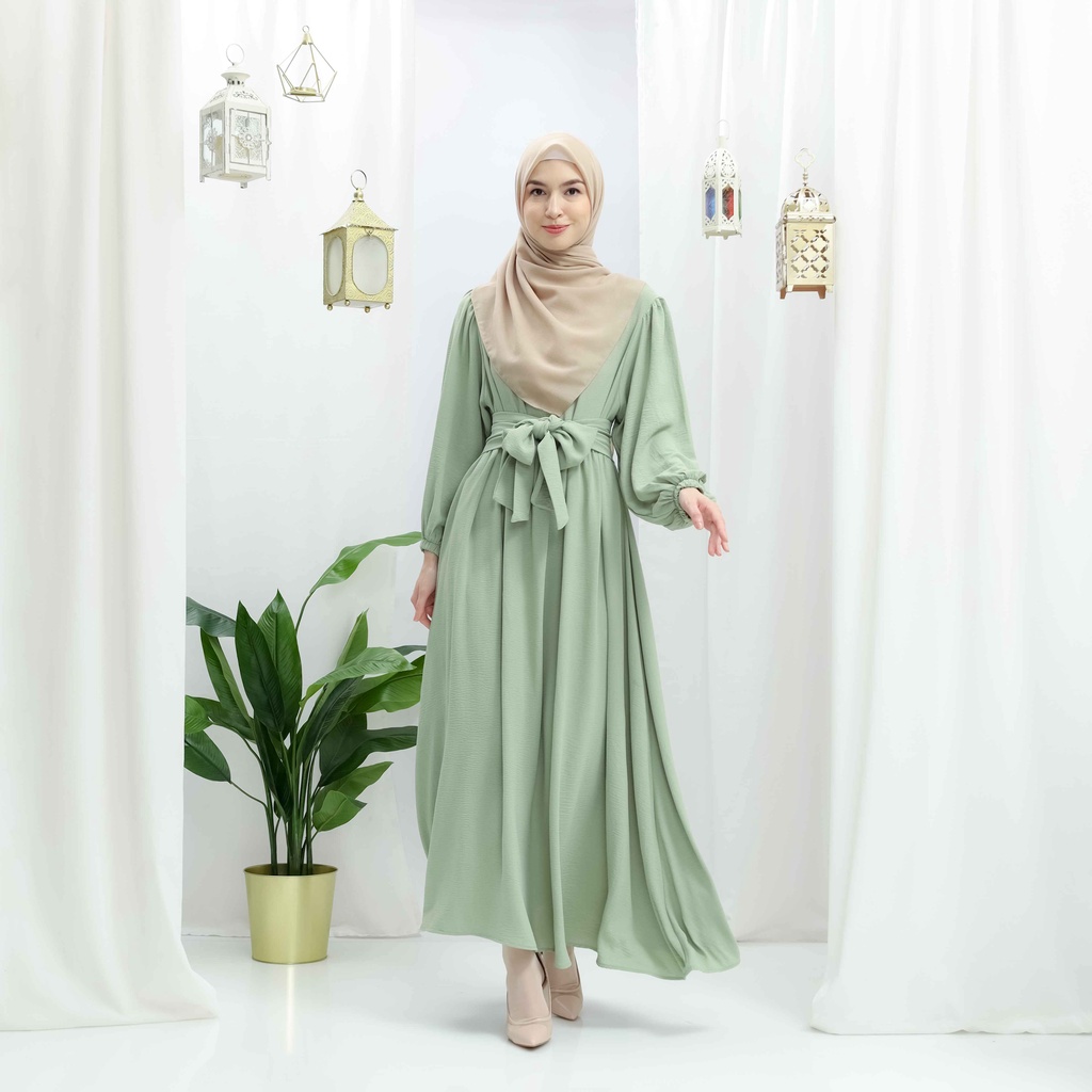 Jual Hani dress kyungmi gamis (Sage green) | Shopee Indonesia