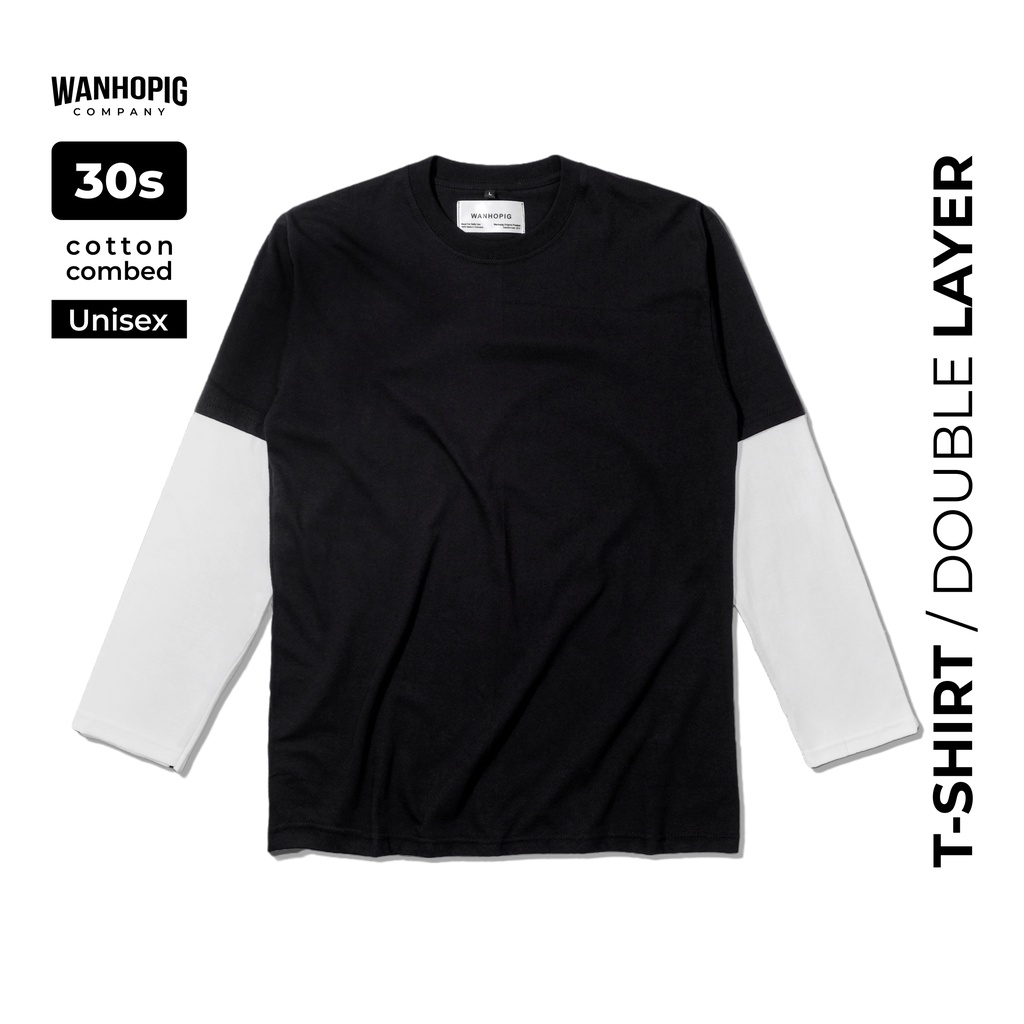 Jual Kaos T-Shirt Double Layer Long Sleeve Pria Wanita Baju Lengan ...