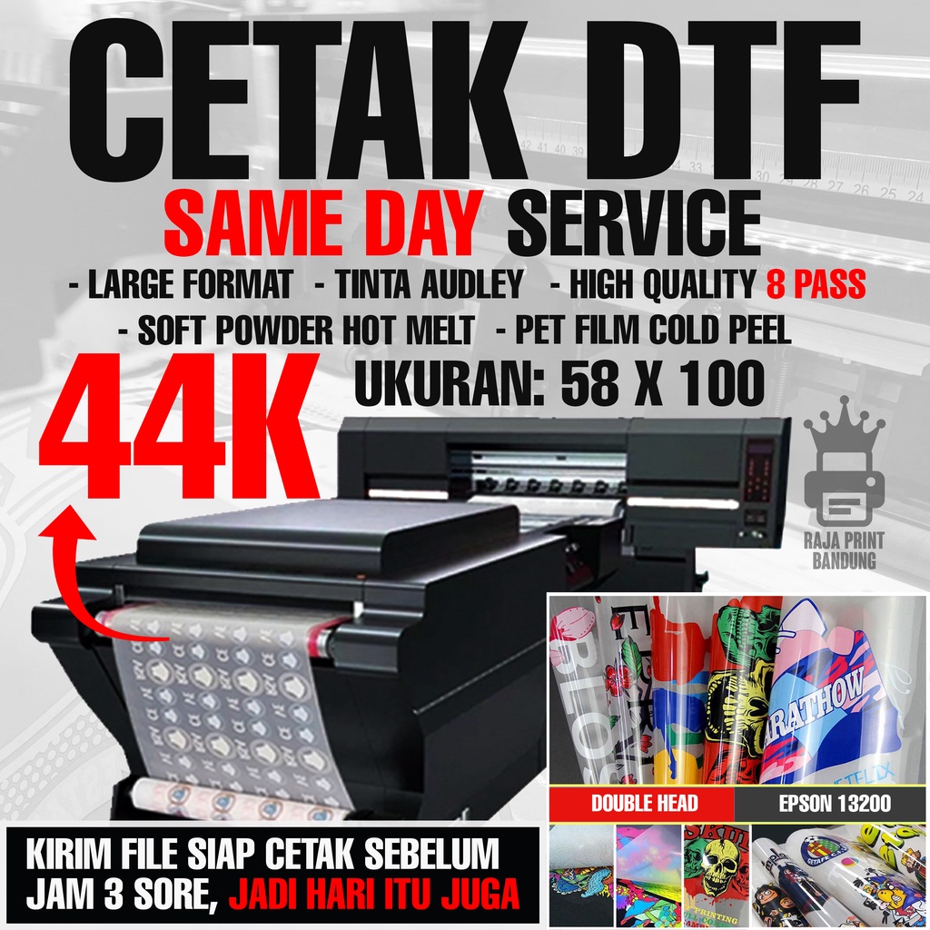 Jual Jasa Cetak Print DTF Sablon Custom Permeter Lebar 60cm, 30cm, A4 ...