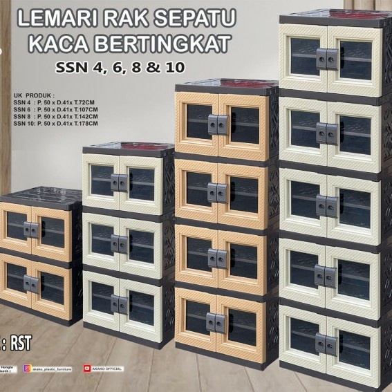 Jual RAK SEPATU SENDAL PLASTIK AKAKO BERTINGKAT KACA | Shopee Indonesia