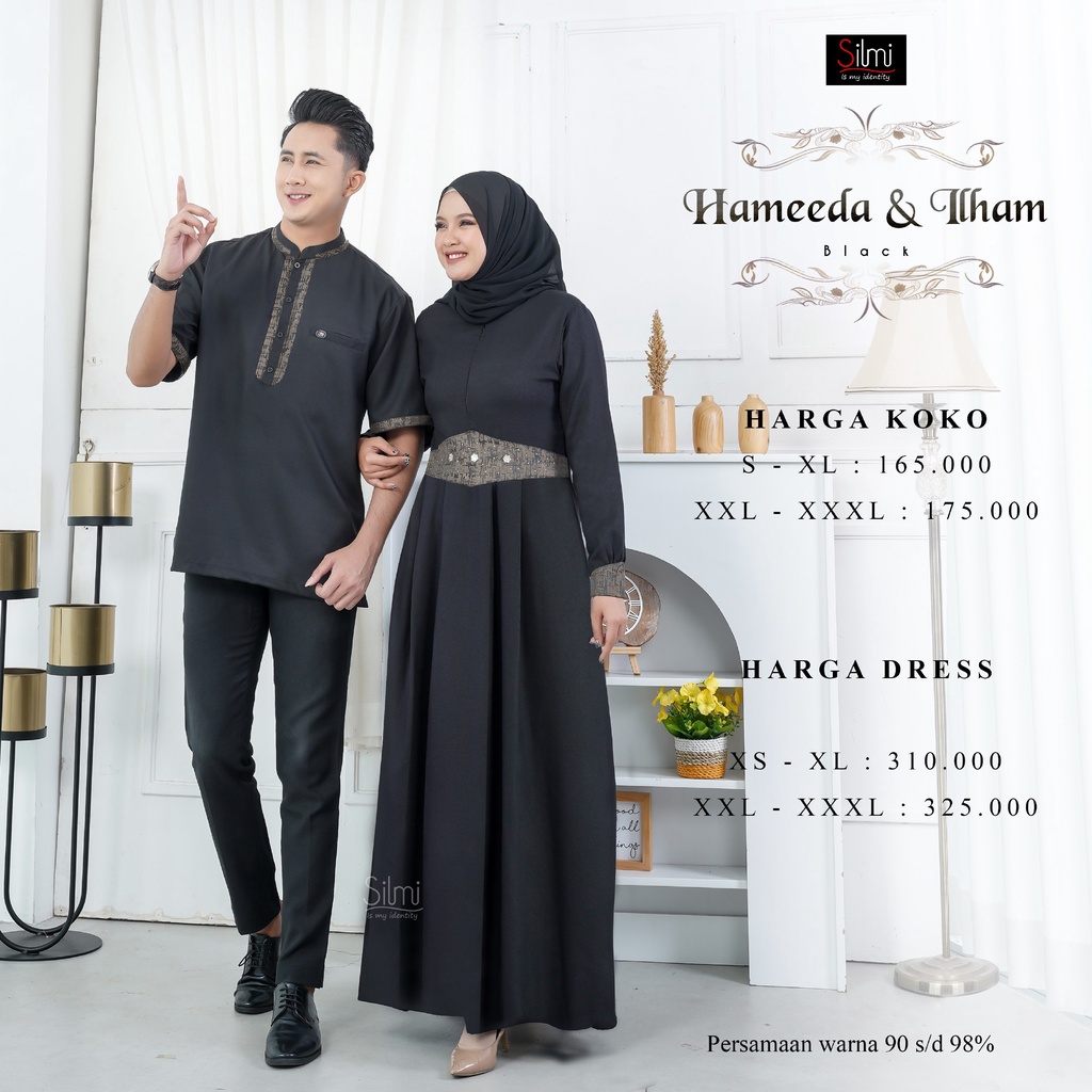 Jual SARIMBIT COUPLE BLACK HAMEEDA ILHAM SHORT BY SILMI FASHION BAHAN ...