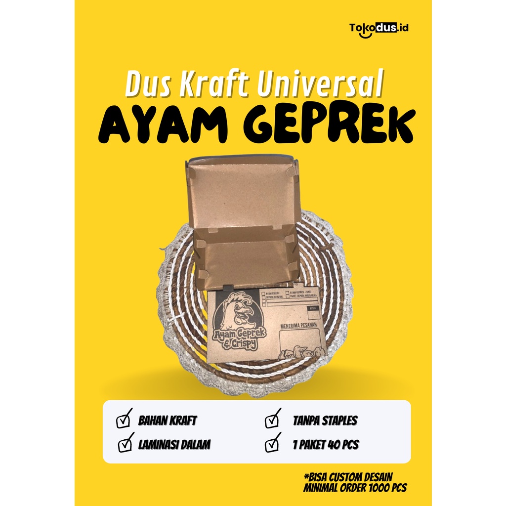 Jual Dus Kraft Ayam Geprek | Box Ayam Crispy Murah | Kemasan Ayam ...