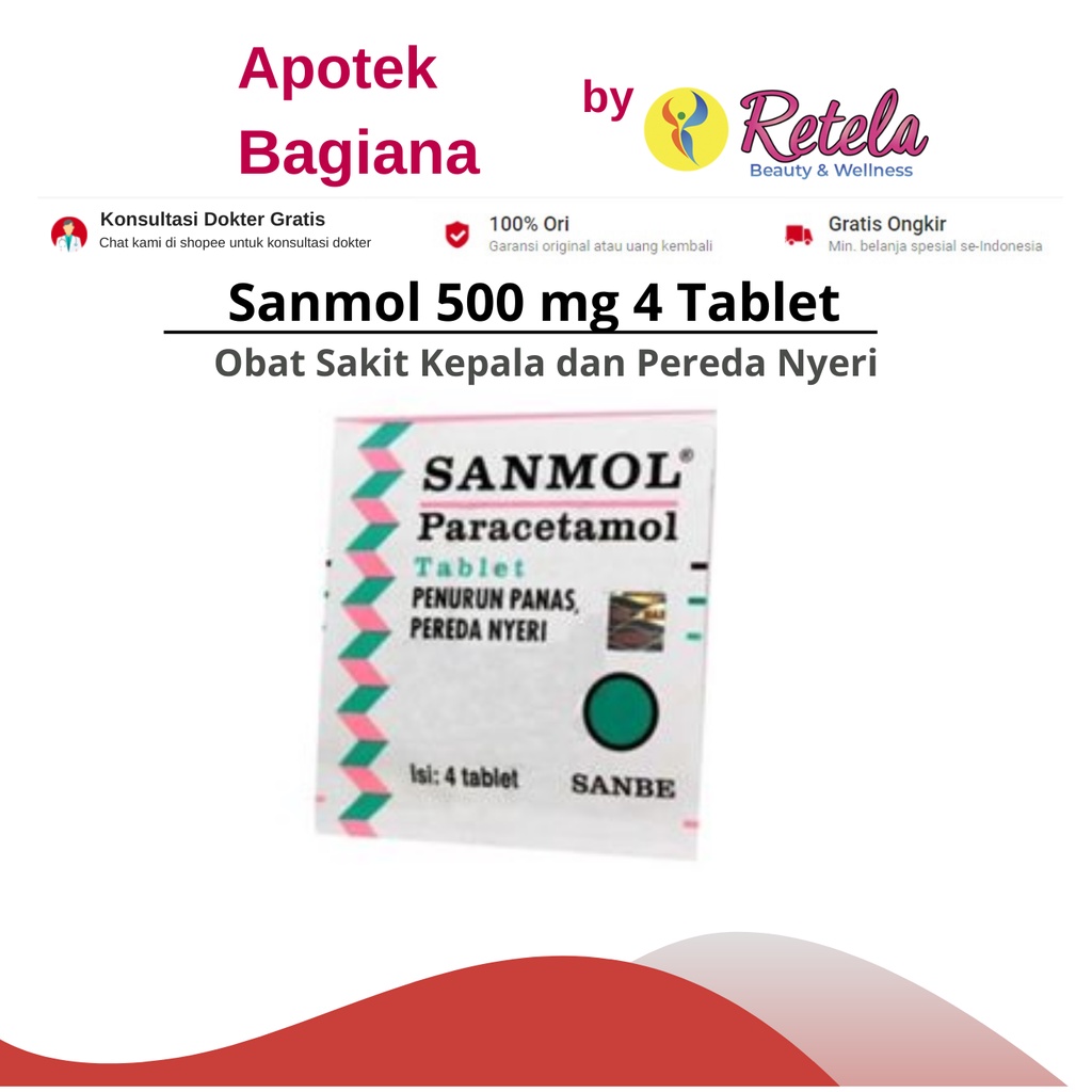 Jual Sanmol 500mg 1 Strip Isi 4 Tablet | Shopee Indonesia