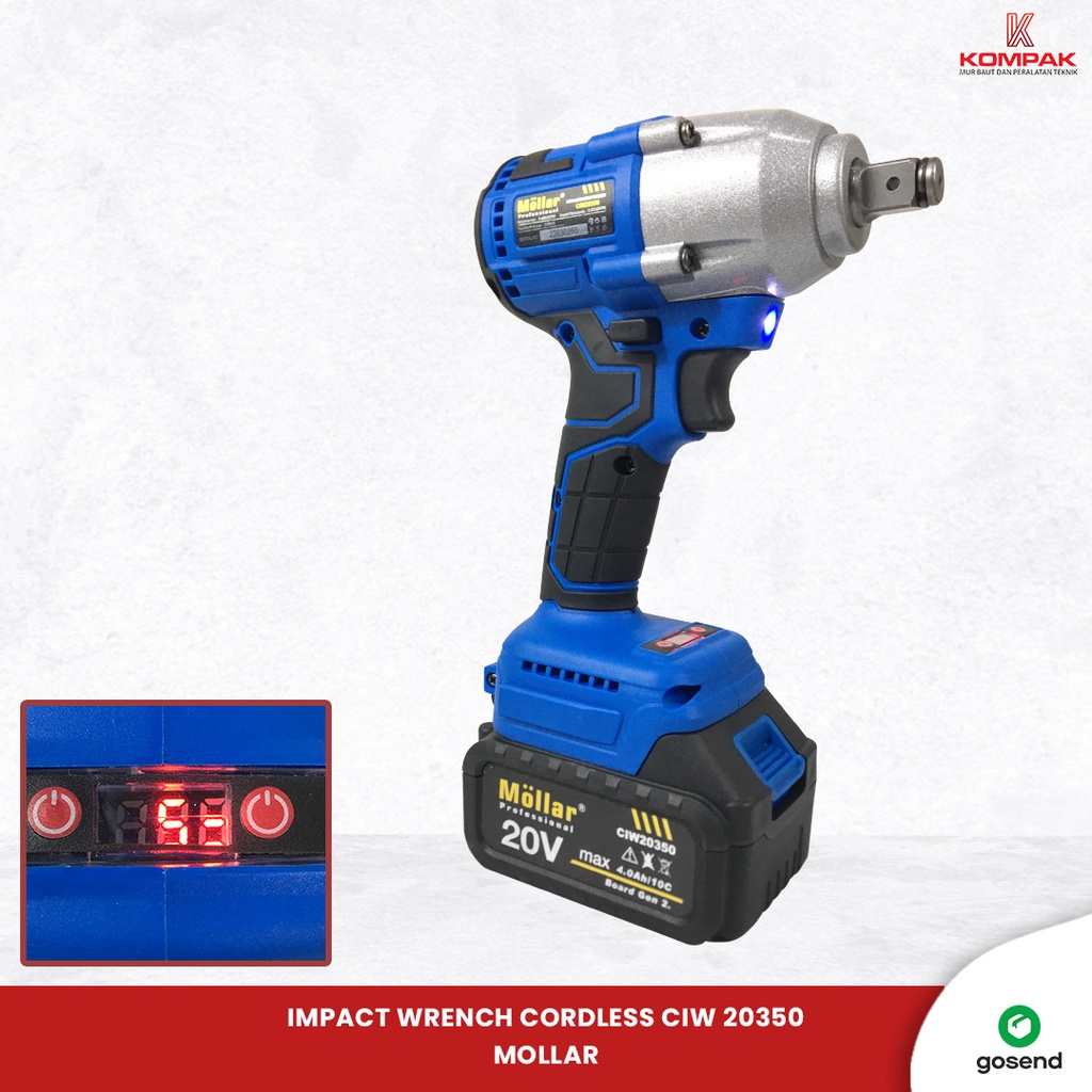 Jual MOLLAR CIW20350 Digital Impact Wrench Cordless Alat Buka Baut ...