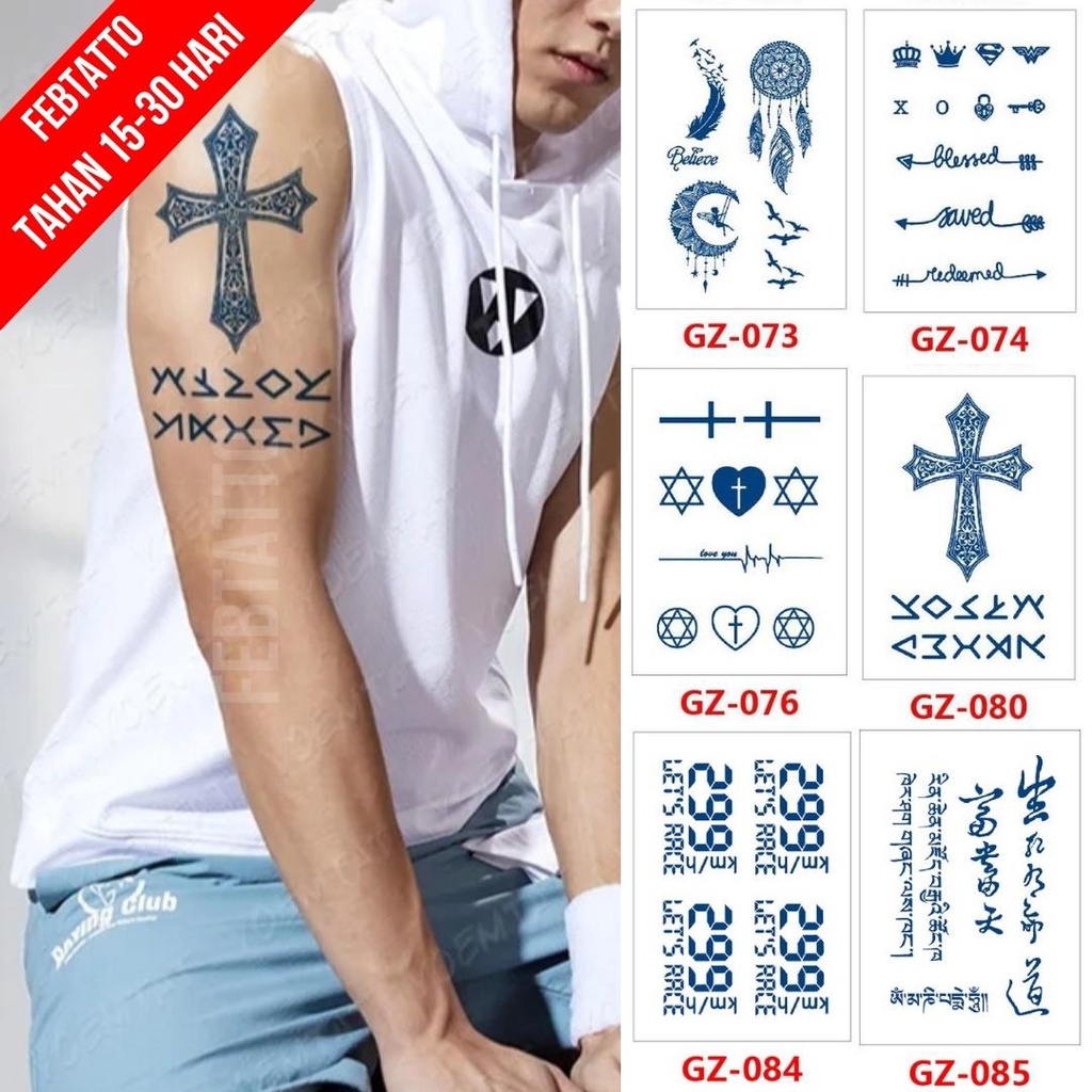 Jual Tato Temporer Ukuran 18cm x 11cm Motif GZ 080 Salib Tulisan ...