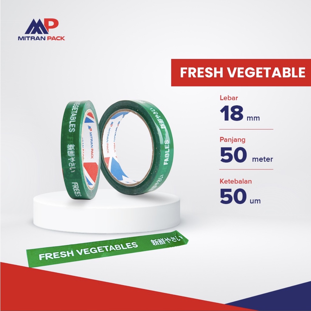 Jual Lakban / Isolasi Sayur Fresh Vegetable 18mm x 50 Meter | Shopee ...