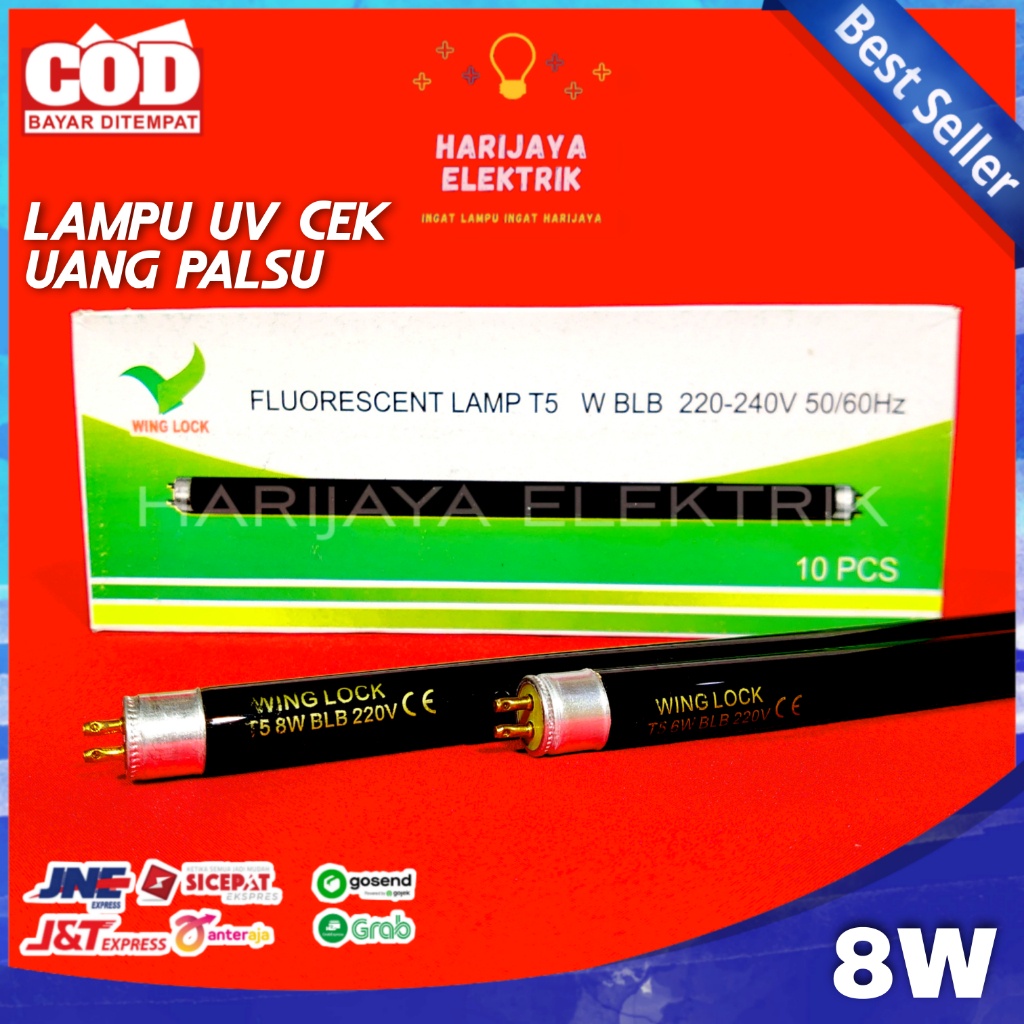 Jual LAMPU NEON UV TL T5 SET 8 WATT + KAP BLB SENSOR UANG PALSU ...