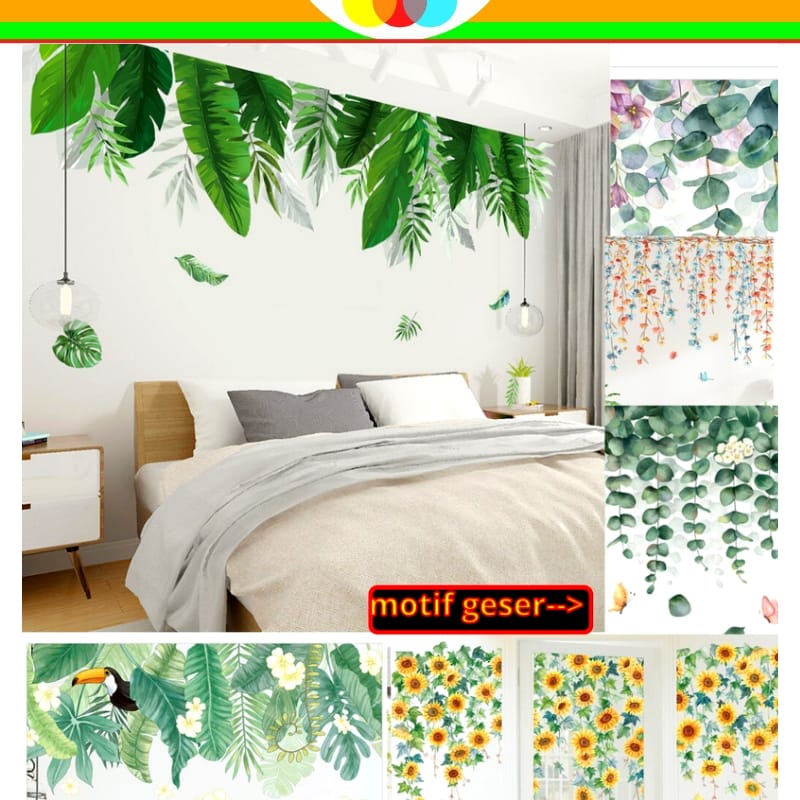 Jual WALL STIKER SETIKER STICKER DINDING SALUR SULUR DAUN POHON PISANG HIJAU WALLPAPER WALPAPER ...