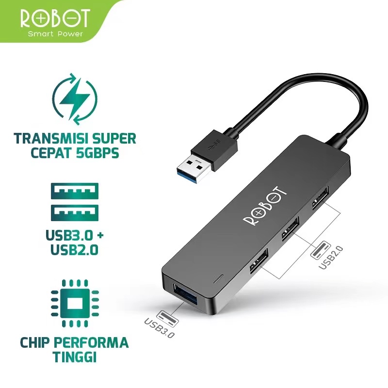 Jual USB HUB PC ROBOT H160 4 Ports USB 2.0 & USB 3.0 High Speed 5GBPS ...