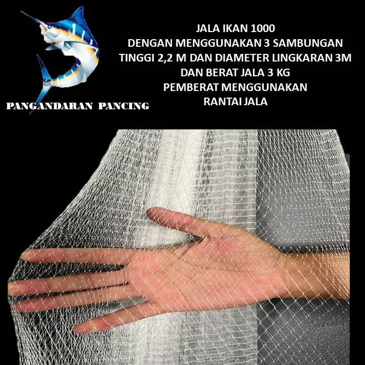 Jual Jala lempar ikan dan udang Jala ikan ukuran 1000 mata | Shopee ...