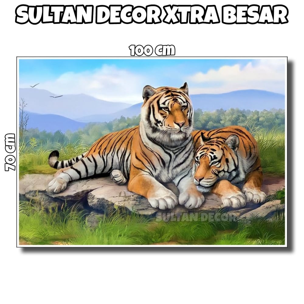 Jual LUKISAN POSTER CETAK HARIMAU JUMBO 3D XTRA BESAR UKURAN 100X50CM ...