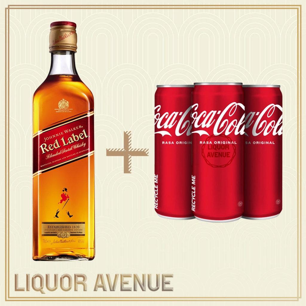 Jual Johnnie Walker JW Red Label Whisky 750ml + 3 Can Coca Cola ...