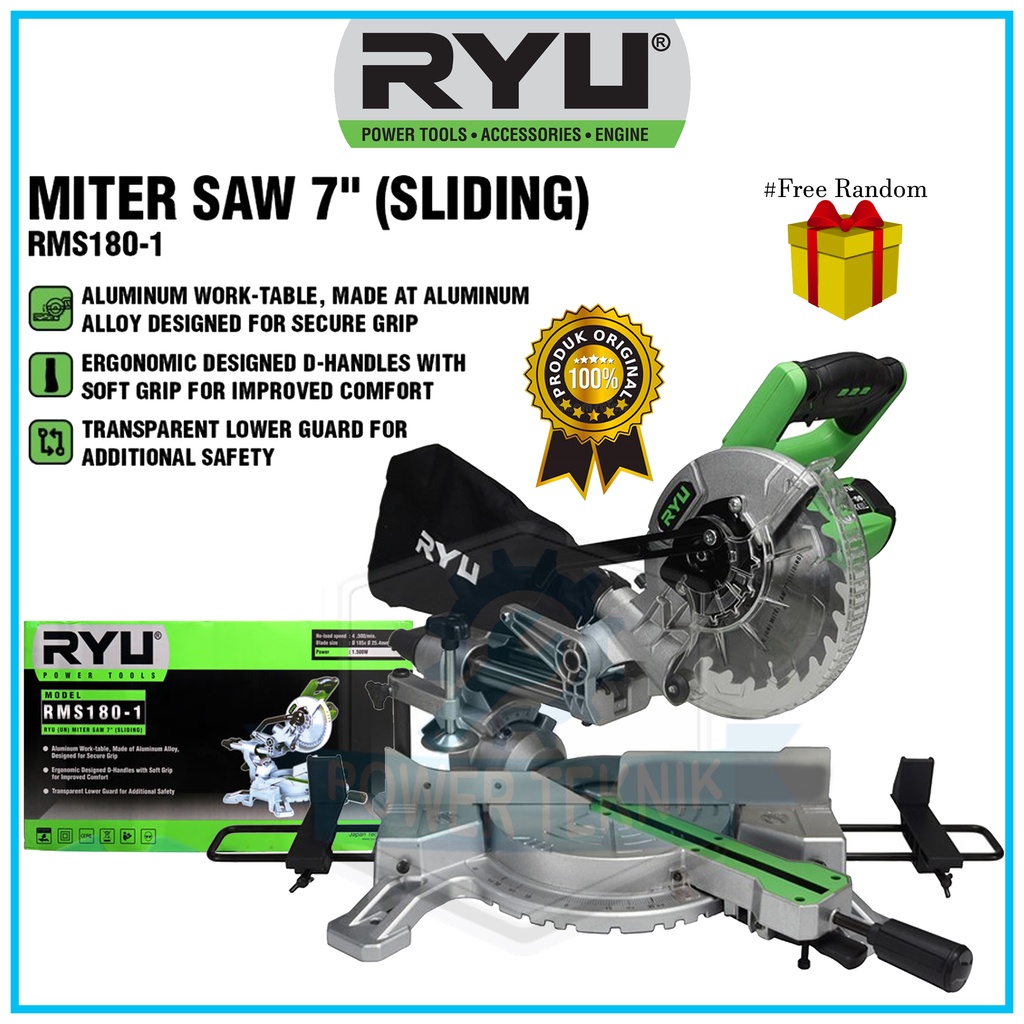 Jual Mesin Potong Aluminium 7 Inch RYU RMS 180-1 Miter Saw Sliding 7" Mitre Saw / Mitter Saw ...