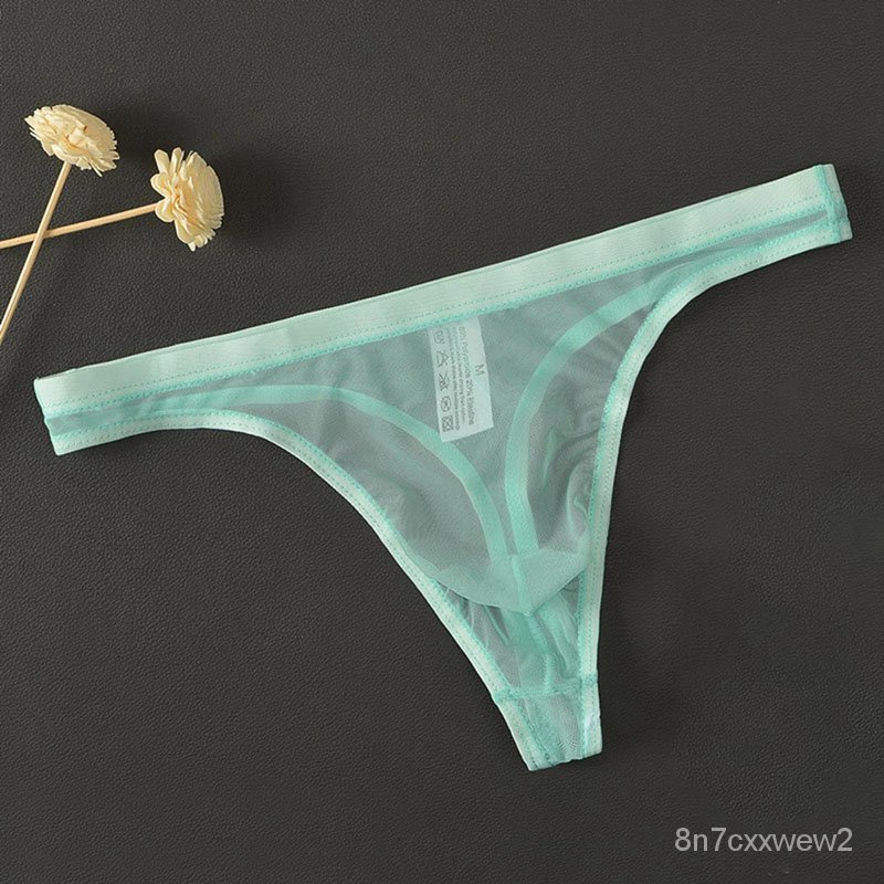 Jual Men's Underwear T-Back Thong G-String Sexy Breathable Tangas Mesh ...