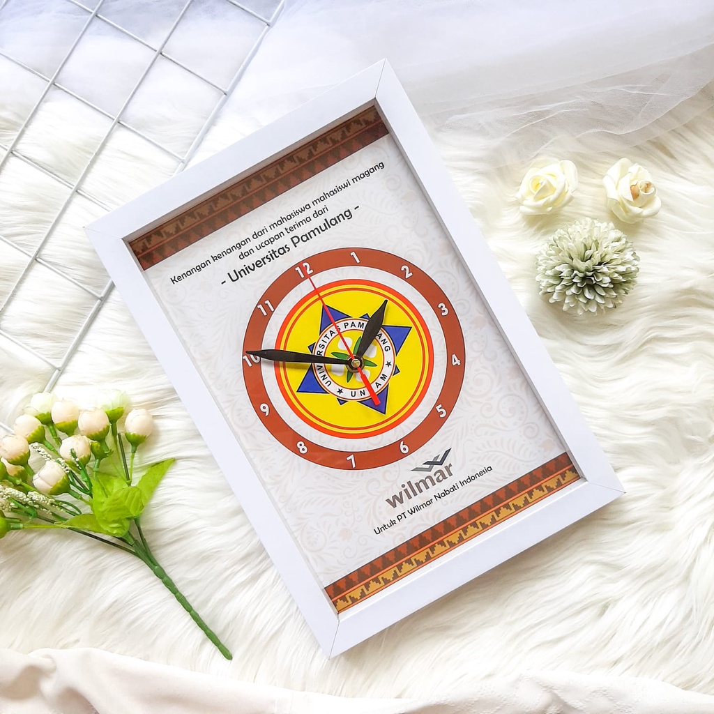 Jual Kado Hadiah Kenang-kenangan Perpisahan Magang Jam Dinding Kayu ...