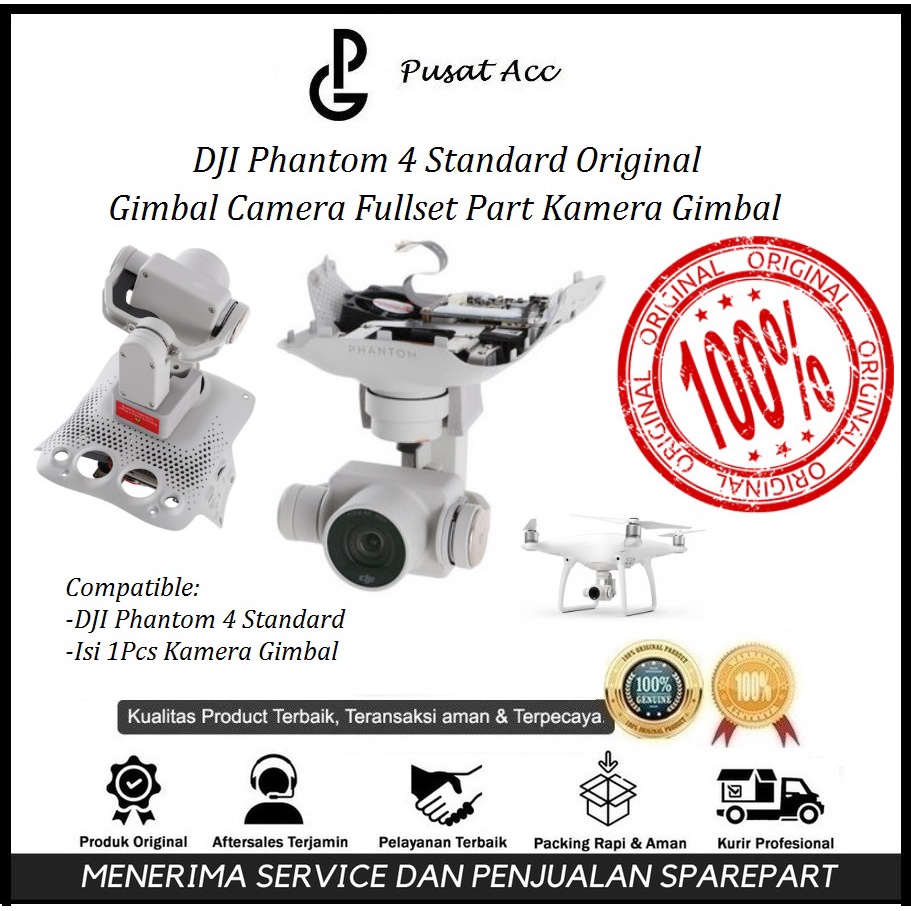 Jual Dji Phantom 4 Standard Gimbal Kamera Fullset Original for Phantom ...
