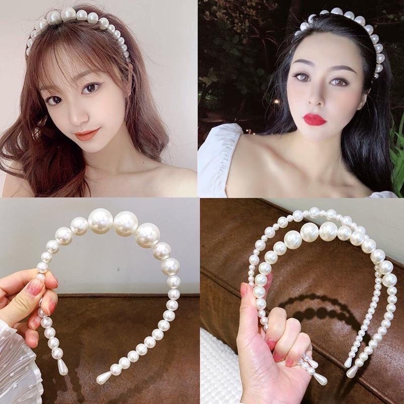 Jual BANDO RAMBUT KOREA MODEL MUTIARA WHITE PEARLS | Shopee Indonesia