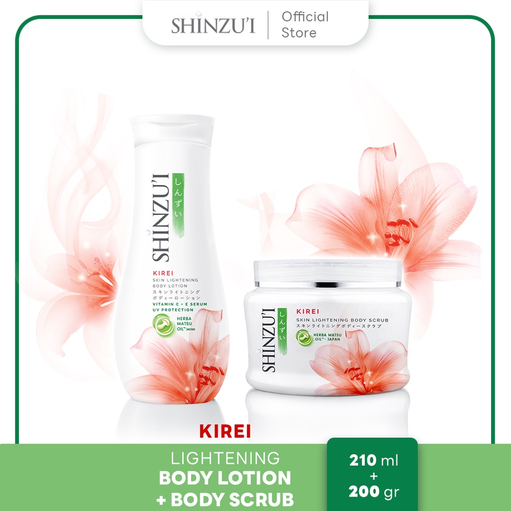 Jual Shinzui Paket Skin Lightening Body Lotion Kirei 210ml + Body Scrub ...