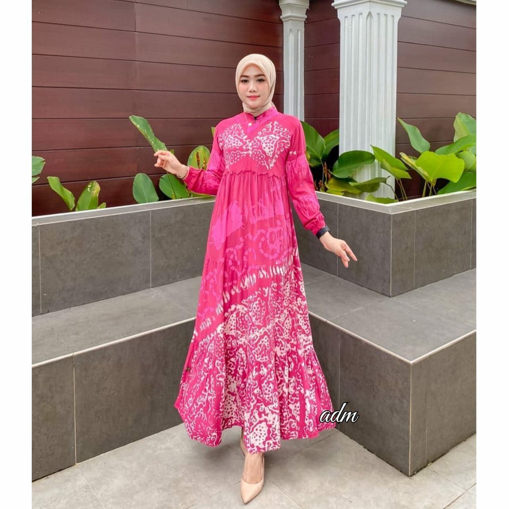 Jual PINK DRESS GAMIS TWILL RAYON CANDI MEKAR GAMIS BATIK CAP ...