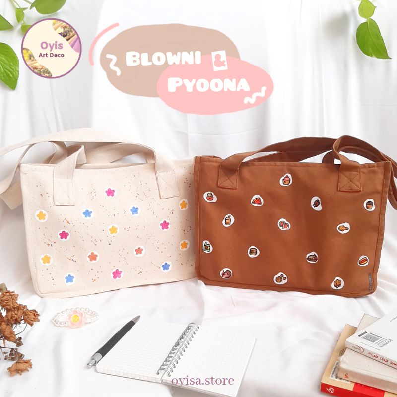 Jual Blowni & Pyoona Painted Totebag | Tote Bag Canvas | Tote Bag Mini ...