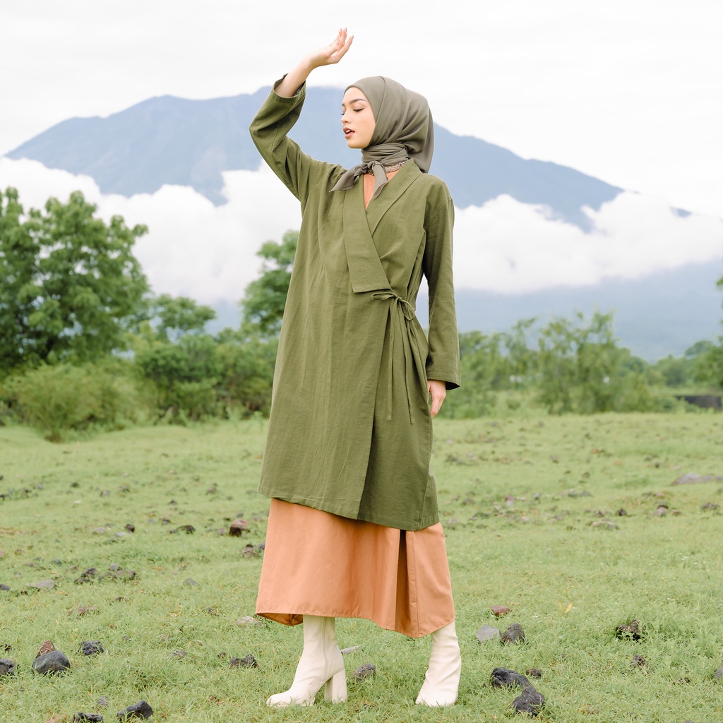 Jual Lozy Hijab - Nala Outer (Outer Coat Muslim Linen) | Shopee Indonesia