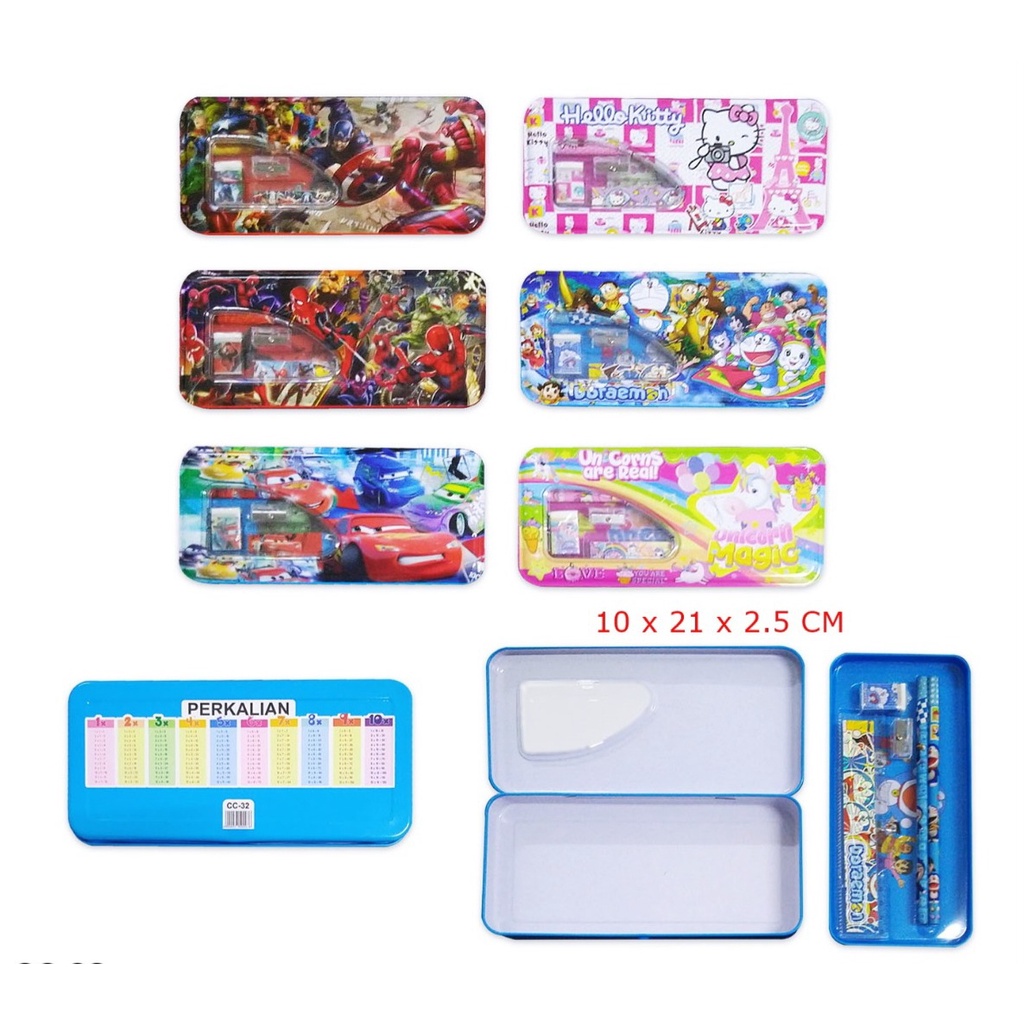 Jual KOTAK PENSIL bahan KALENG BESAR ada ISI PENCIL CASE | Shopee Indonesia