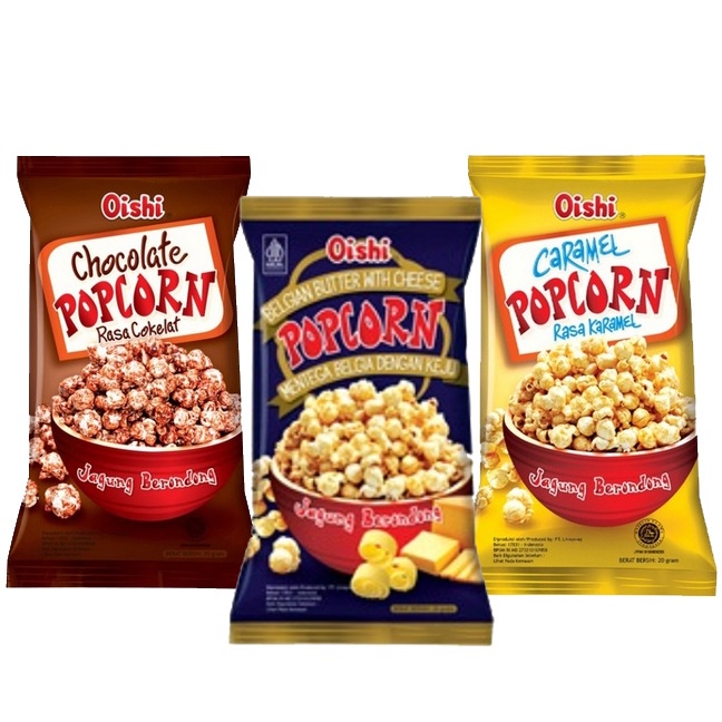Jual OISHI POPCORN RENCENG 10 x 20gr COKELAT KARAMEL MENTEGA BELGIA ...