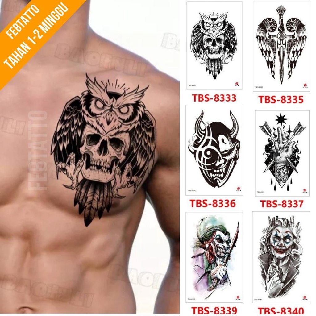 Jual Tato Temporer Ukuran 12cmx19cm Motif Aesthetic Tatto Temporary ...