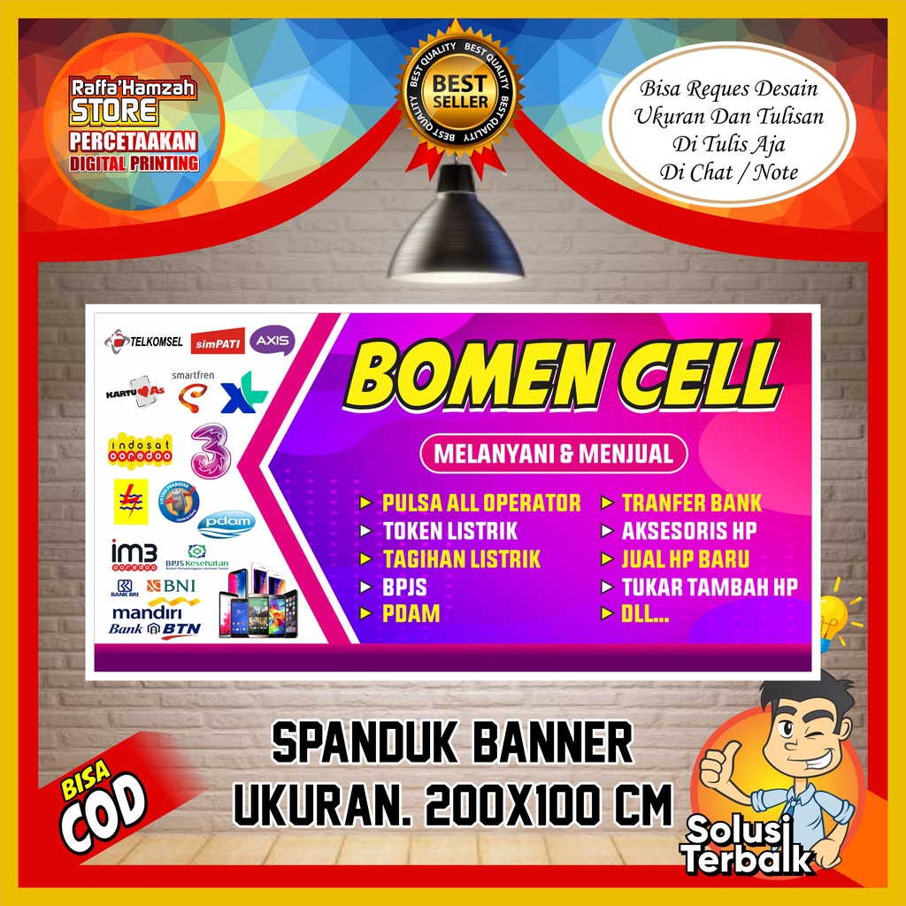 Jual Spanduk Banner Konter Pulsa Cell Seluler ukuran 2mx1m | Shopee ...