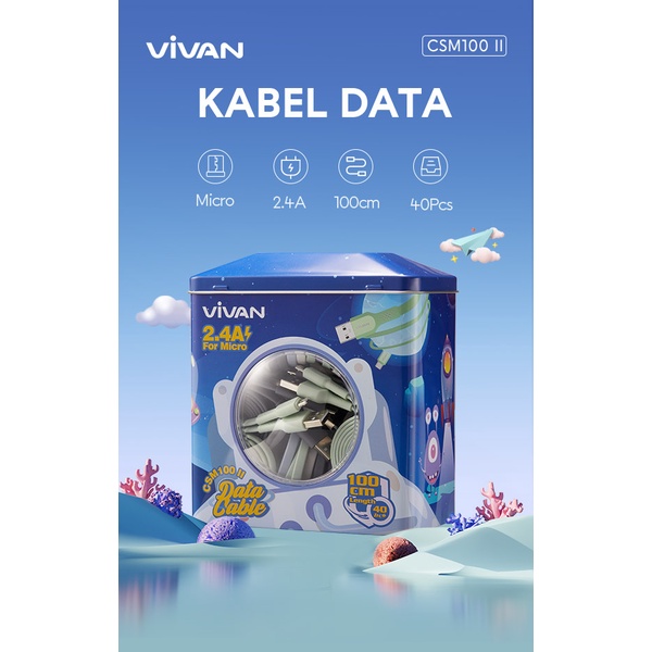 Jual Kabel data Android VIVAN CSM100 II Micro Usb 2.4Ampare Warna Baru 100CM Vivan Cable ...