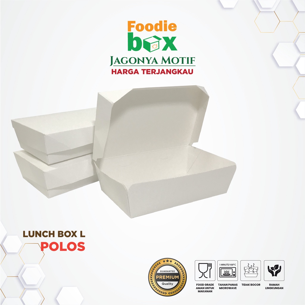 Jual Paper Lunch Box Large isi 100 pcs Putih Polos Bahan Ivory ...