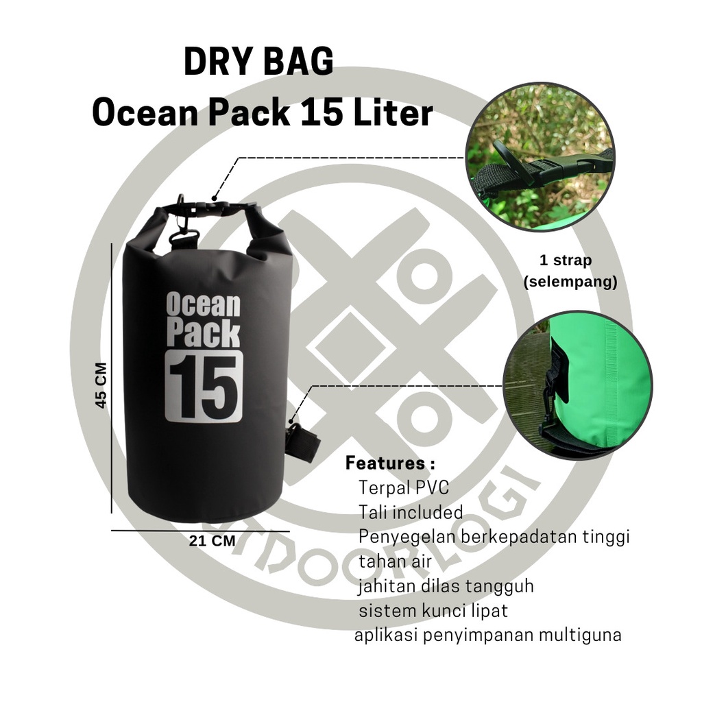 Jual Dry Bag 15 Liter | Dry Bag | Waterproof Bag | Tas Mancing | Waterproof Bag Ocean Pack | Tas ...
