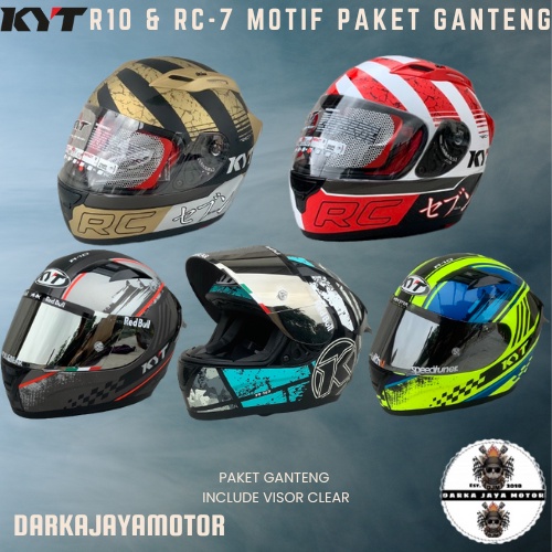 Jual HELM KYT R10 SERI #3RED/#3BLUE/#4GUNMETAL/#4YELLOW/ KYT FULL FACE ...
