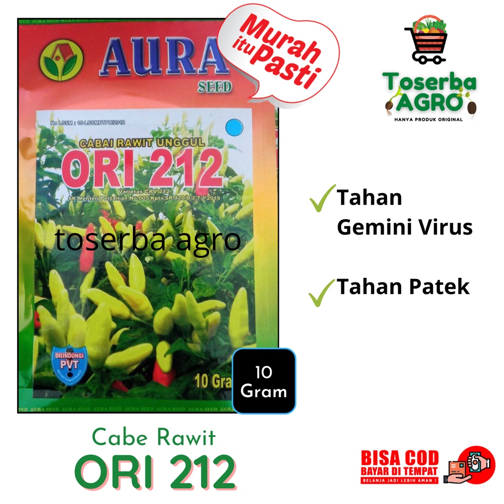 Jual Benih Biji Bibit Cabe Cabai Rawit Setan ORI 212 10g Cap Aura Seed | Shopee Indonesia