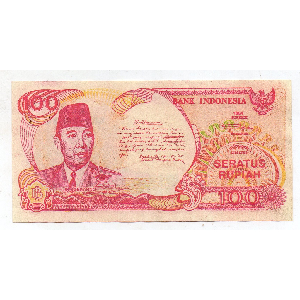 Jual Uang kuno soekarno 100 rupiah versi merah tahun 1964 original ...