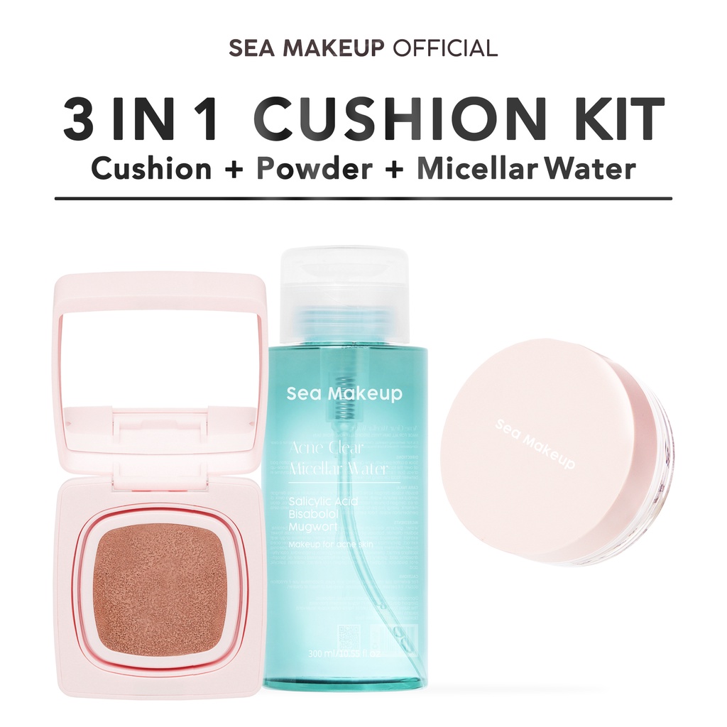 Jual Sea Makeup Bundle 3 in 1 Cushion + Setting Powder + Micellar Water ...